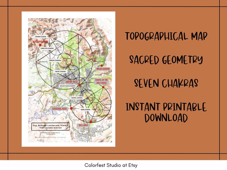 Sedona Landscape Temple & Chakra System. Sacred Geometry of Pentagram ...