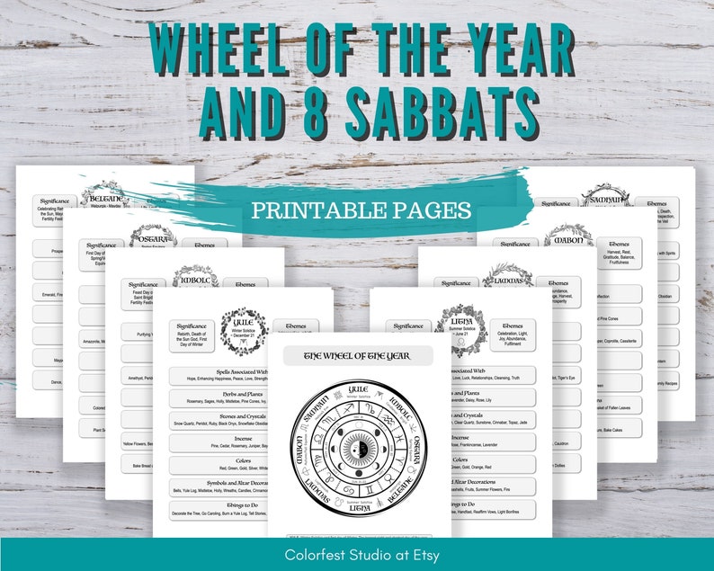 Wheel of the Year and 8 Wiccan Pagan Sabbats Printable - Etsy