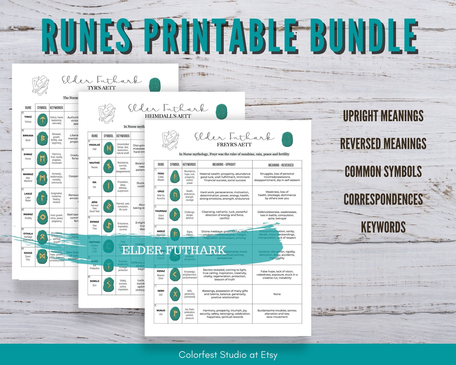 Runes Journal Printable Pages for Grimoire and Book of Shadows. Runes ...