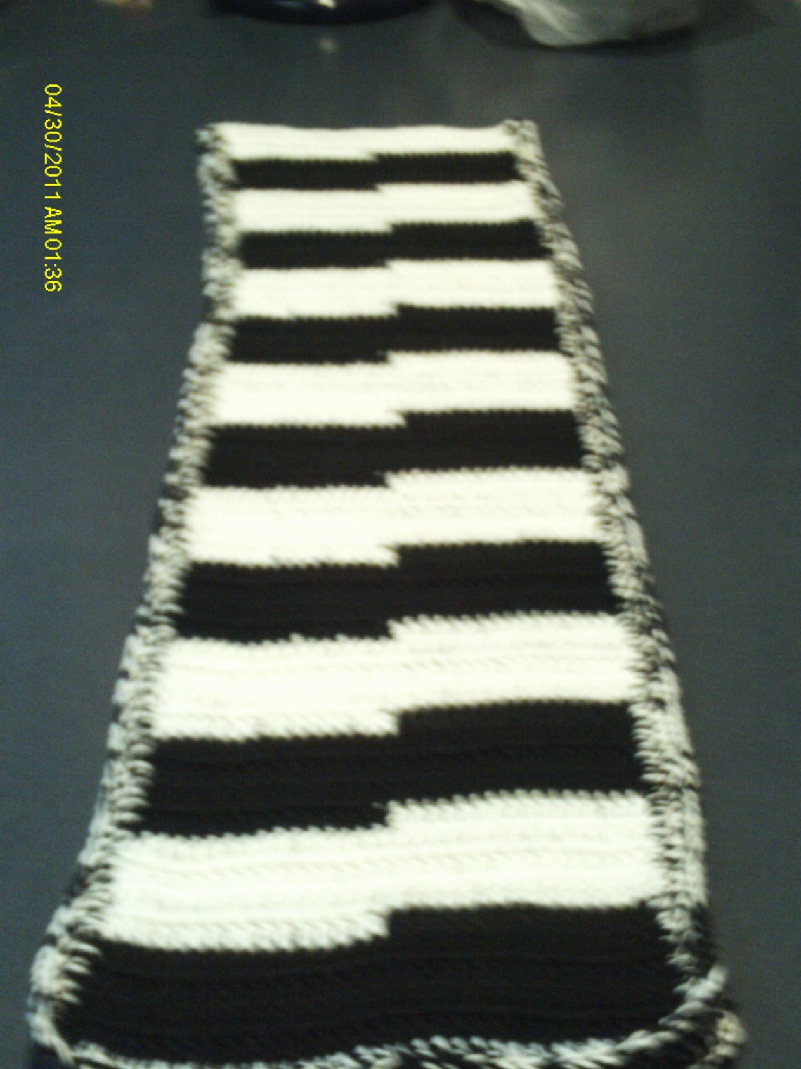 Long Black an White Abstract Scarf - Etsy