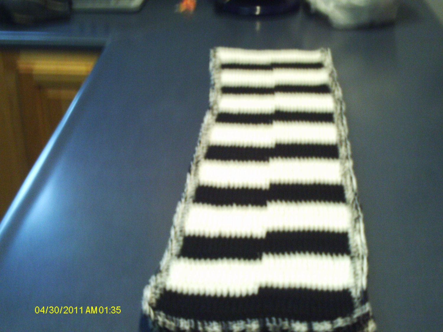 Long Black an White Abstract Scarf - Etsy