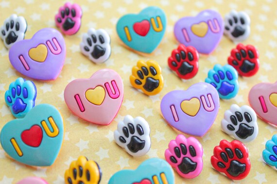 Set Dog Paw Buttons Plastic Dog Paw Buttons Crafting | Etsy