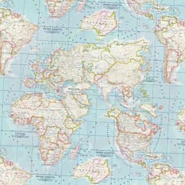 Map Fabric - Etsy