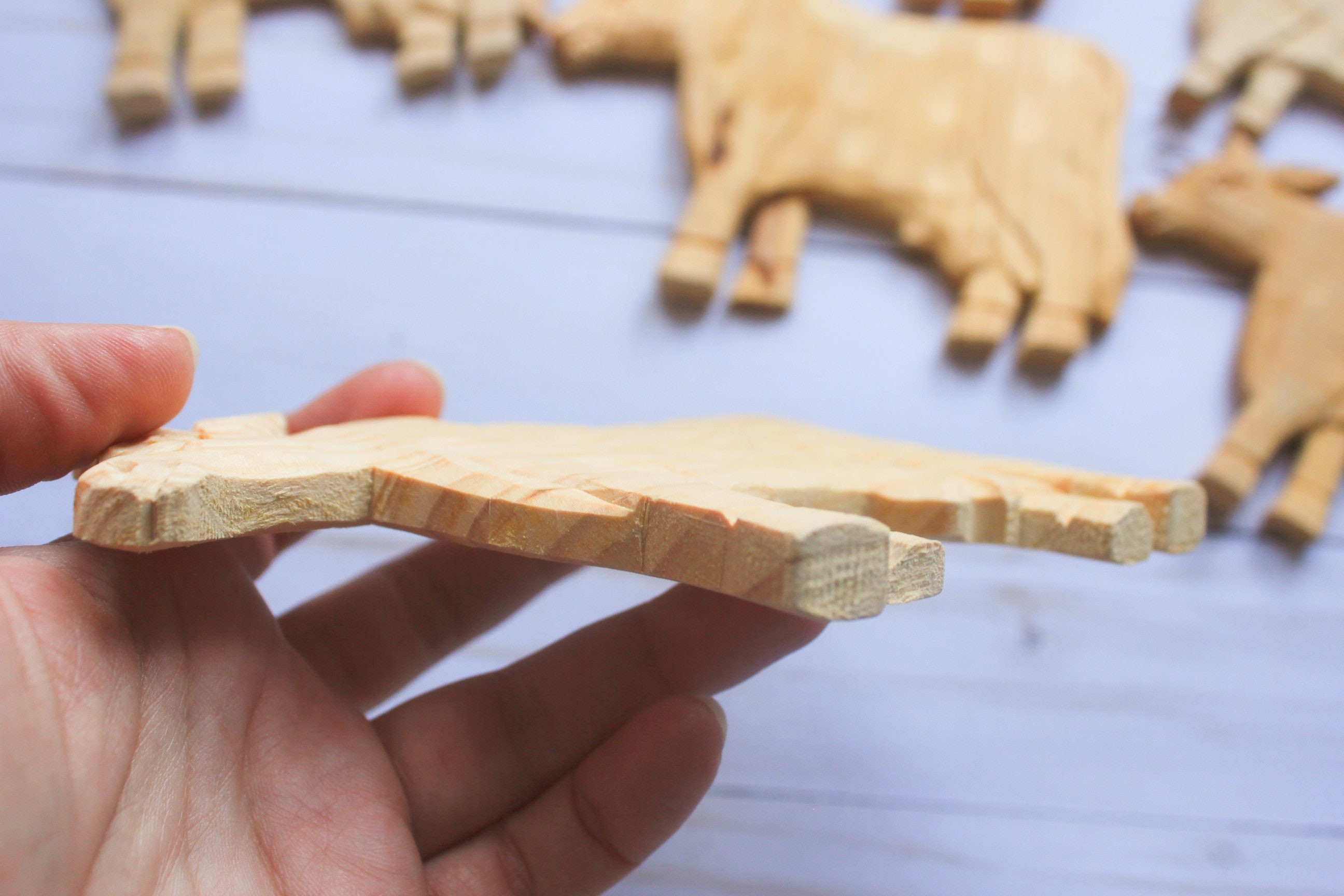 6 Hand Carved Cow Wooden Cow Cow Shape DIY Cow Flat | Etsy