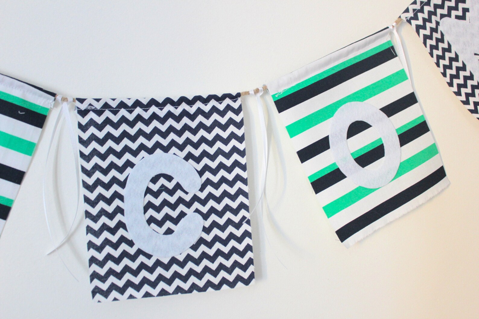 WELCOME Banner 5'1.5m Welcome Bunting Green and Blue - Etsy