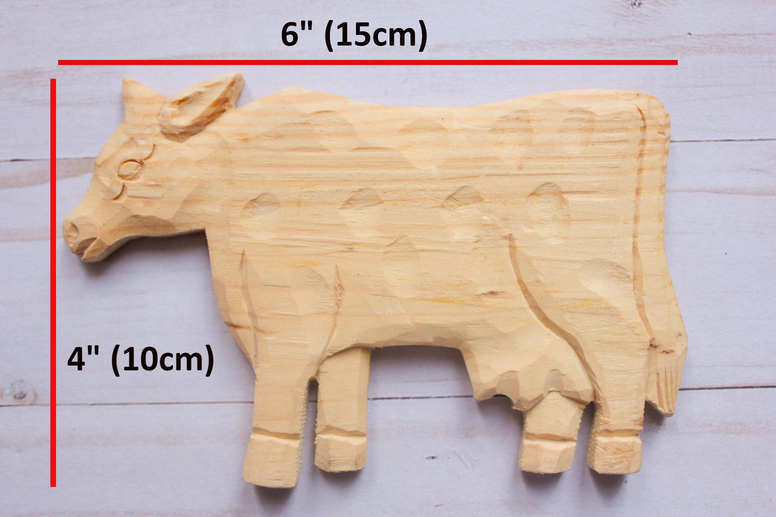 6 Hand Carved Cow Wooden Cow Cow Shape DIY Cow Flat | Etsy
