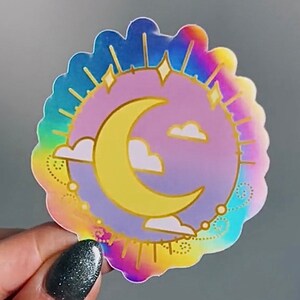 Pastel Moon Magic Holographic Sticker - Etsy