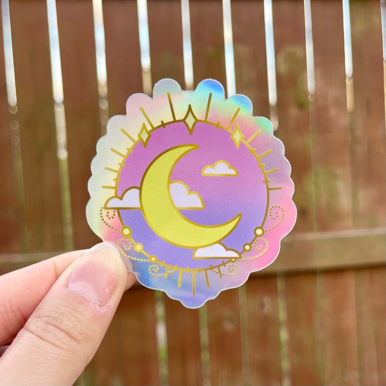 Pastel Moon Magic Holographic Sticker - Etsy