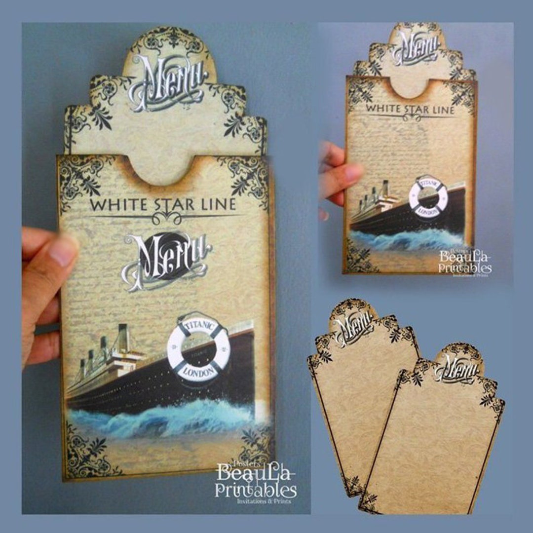 Titanic Menu - Printable Menu Card & Pocket - Pocket Menu - Menu Cruise ...
