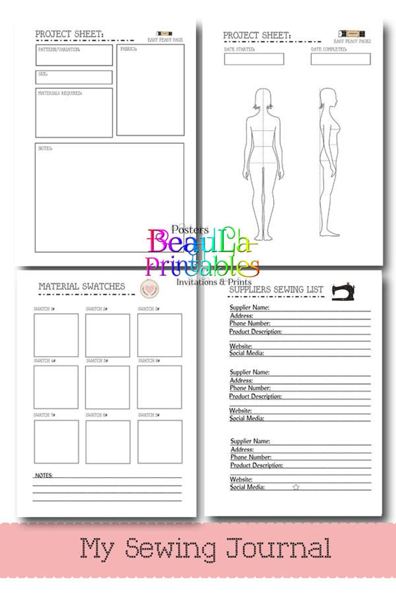 Sewing Journal Planner - Printable Sewing Journal - Sewing Notebook ...