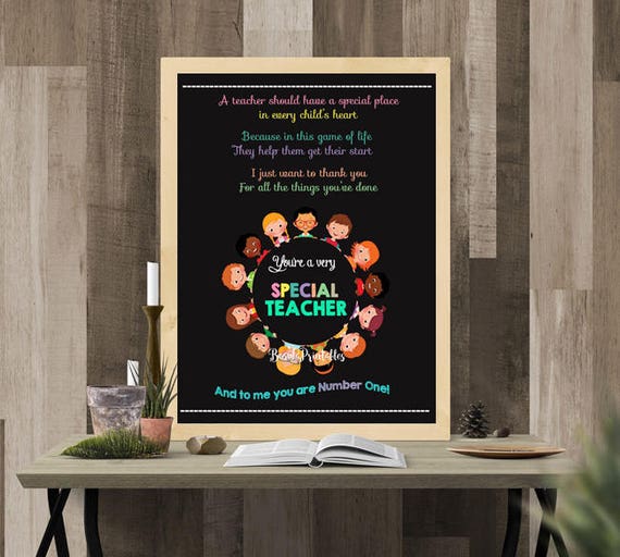 Teacher Poem Teacher Chalkboard Teacher Poster Number | Etsy
