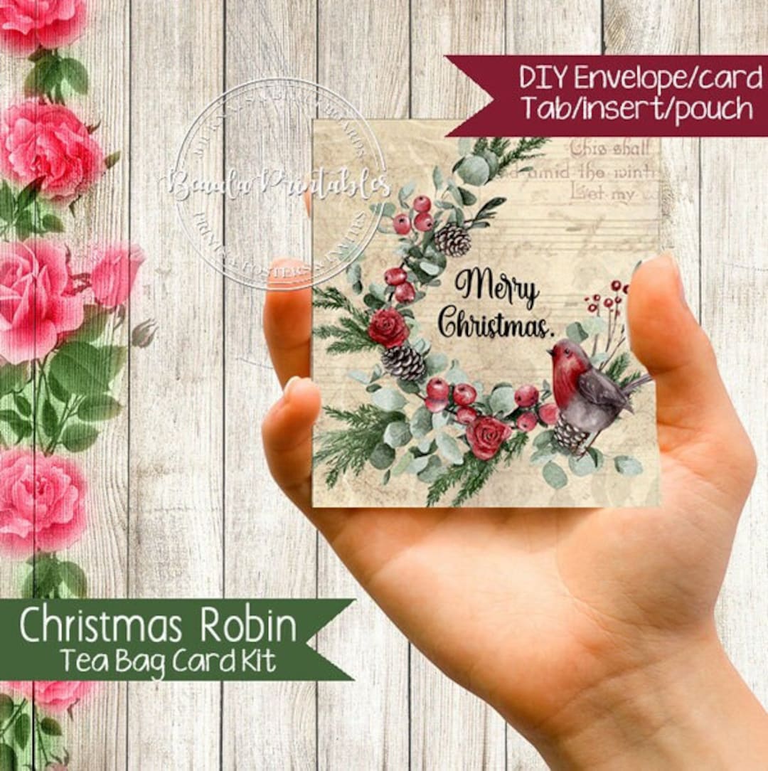 Printable Tea Bag Card Kit - Tea Bag Favor - Christmas Pocket Pouch Tea ...