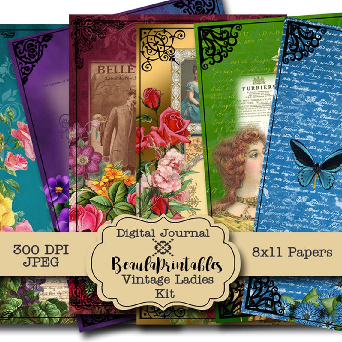 Digital Journal Diary Vintage Ladies Kit Printable Kit | Etsy