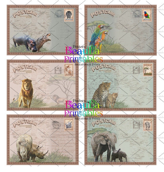 Safari Journal Cards Africa Safari Cards Printable Safari - Etsy