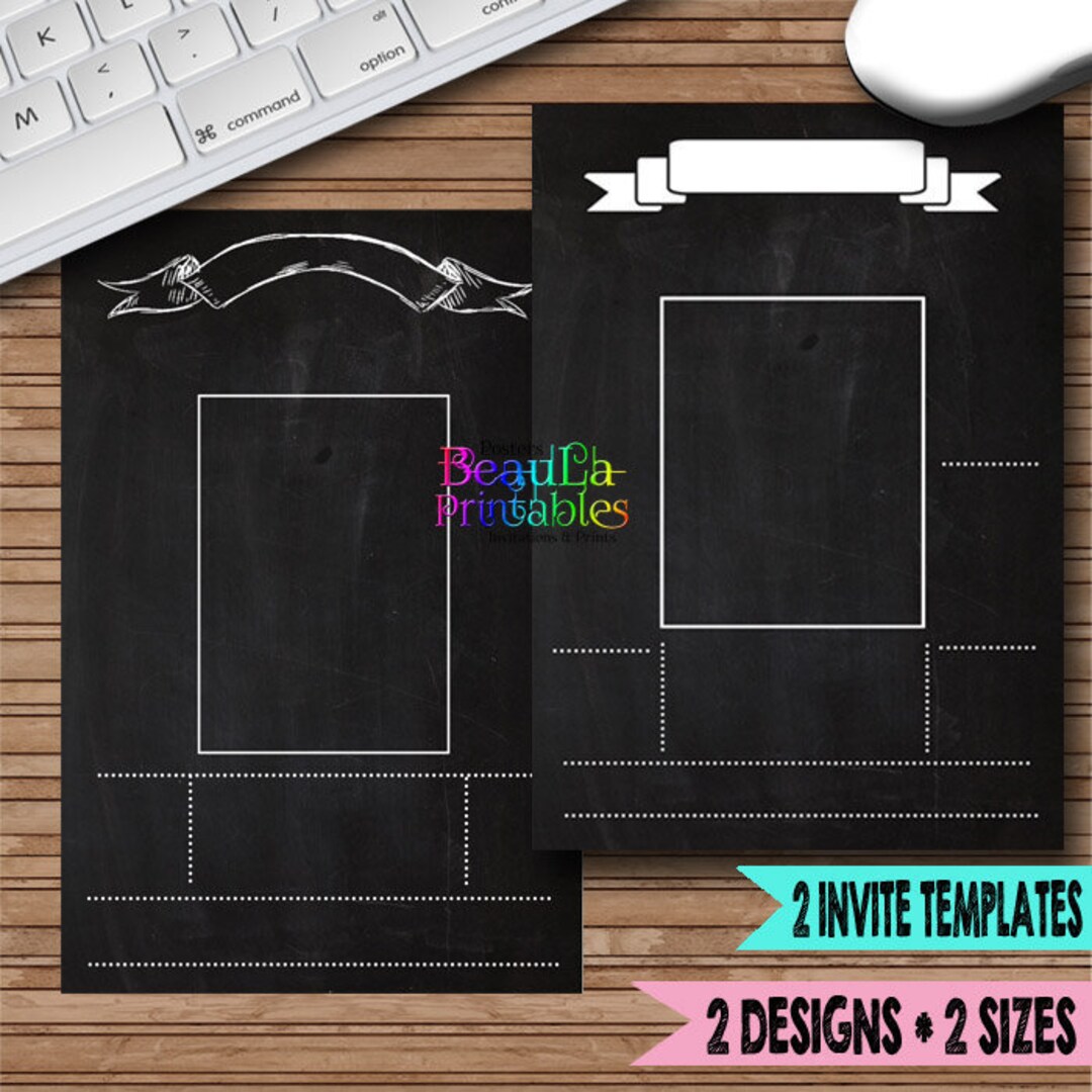 Printable Blank Birthday Invitation Blank Birthday Invite Chalkboard ...