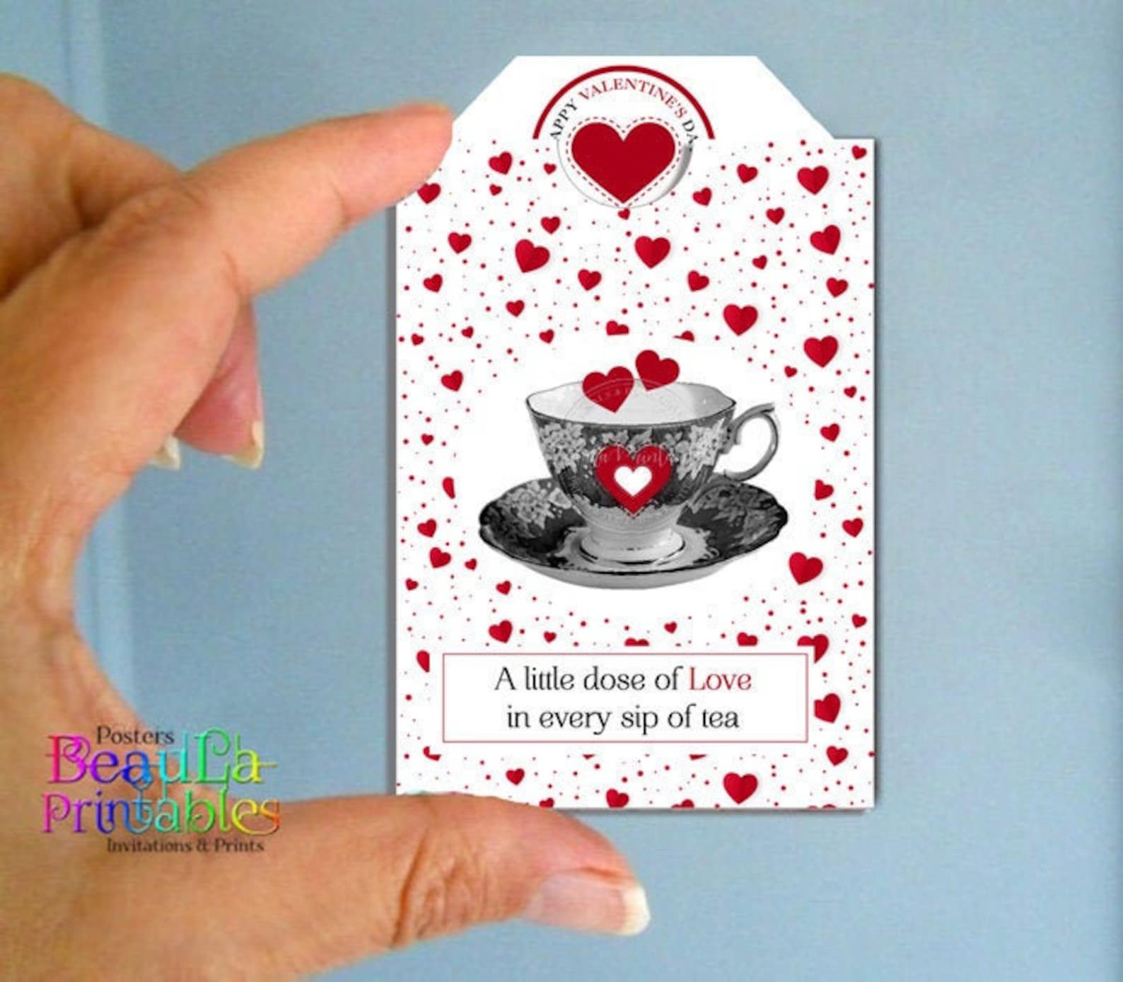 Printable Valentine Tea Bag Gift - Gift Mini Tags - Tea Bag Gift Tags ...