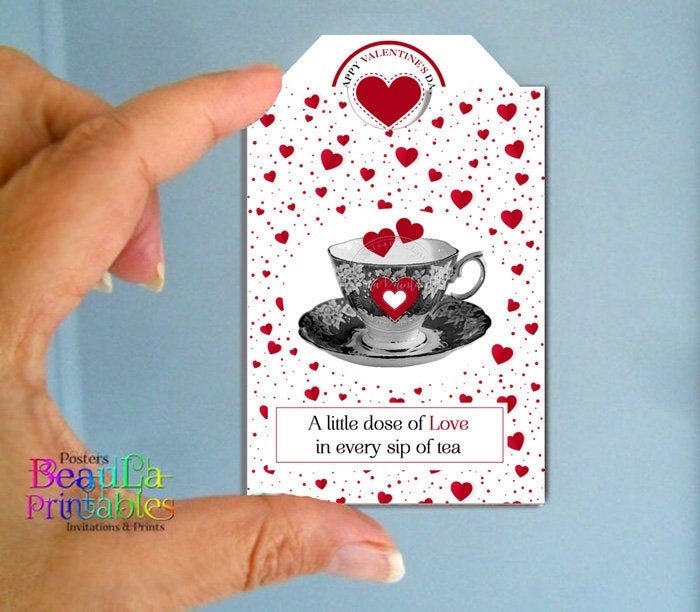 Printable Valentine Tea Bag Gift - Gift Mini Tags - Tea Bag Gift Tags ...