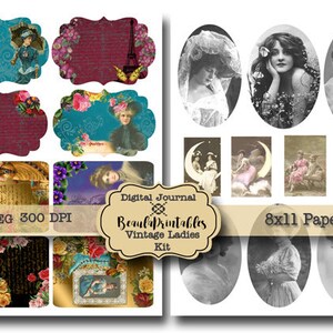 Digital Journal Diary Vintage Ladies Kit Printable Kit | Etsy