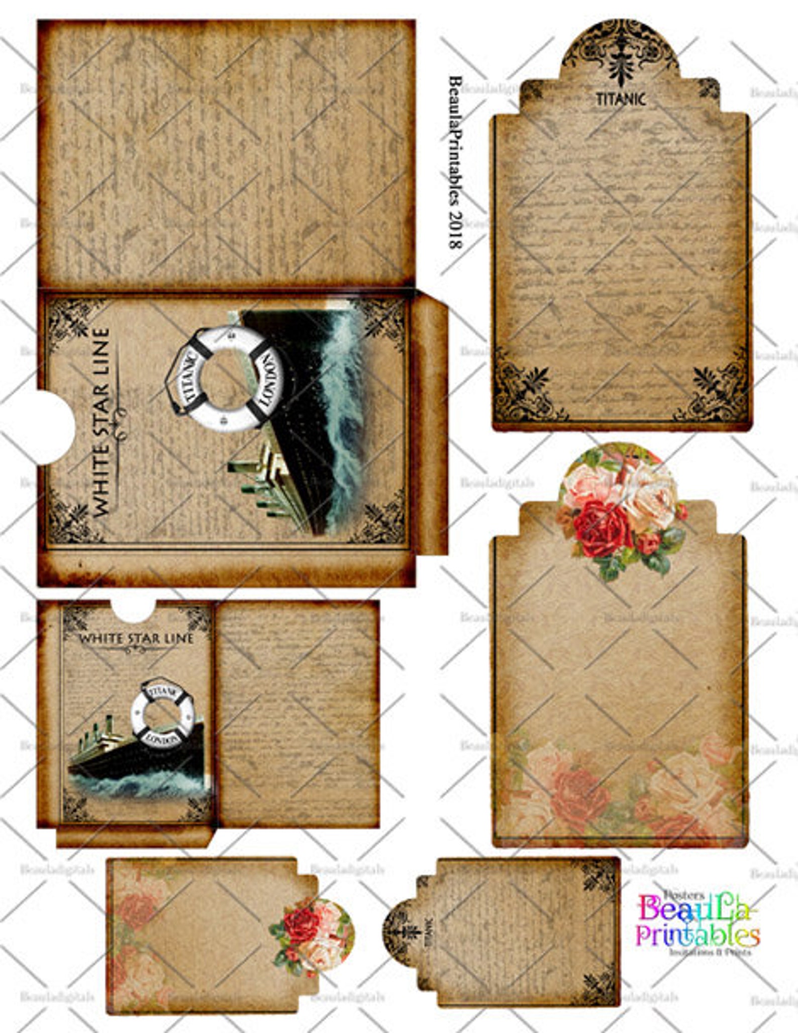 Titanic Journal Ephemera - Titanic Ship Clipart - Titanic Journal Cards ...