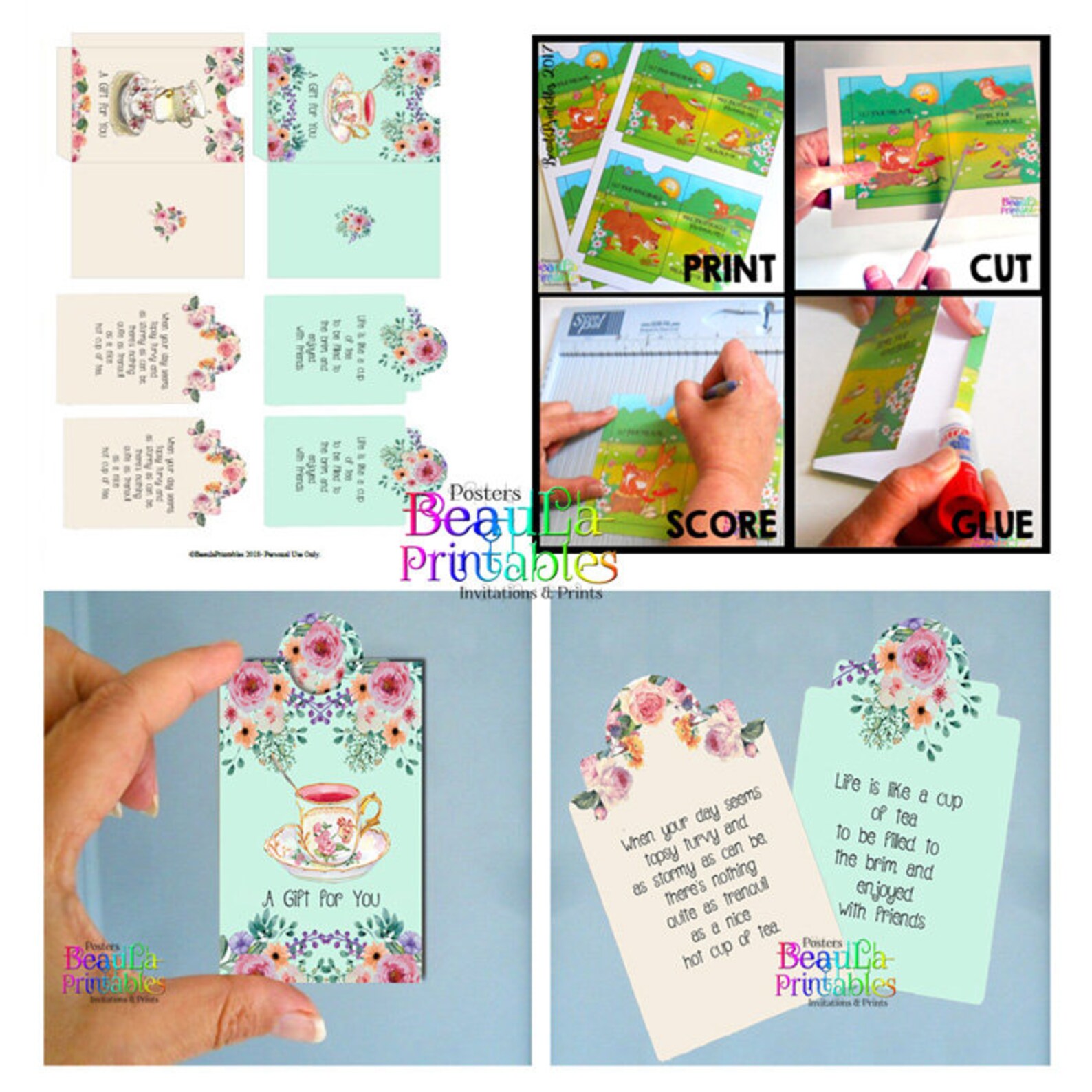 Printable Tea Bag Gift - Friendship Mini Tags - Tea Bag Gift Tags - Tea ...