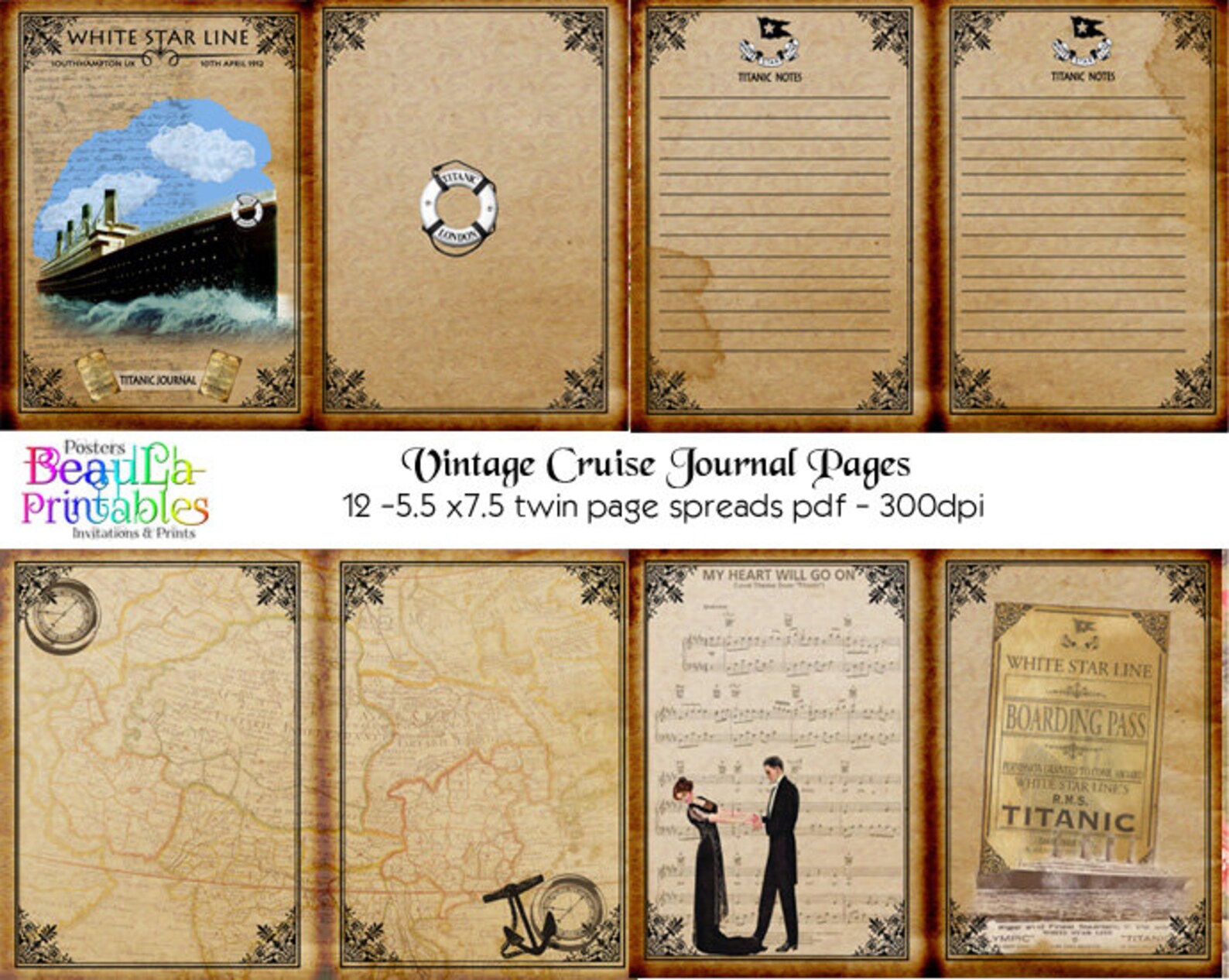 Titanic Journal Printable Travel Journal Travel Vintage Journal Travel ...