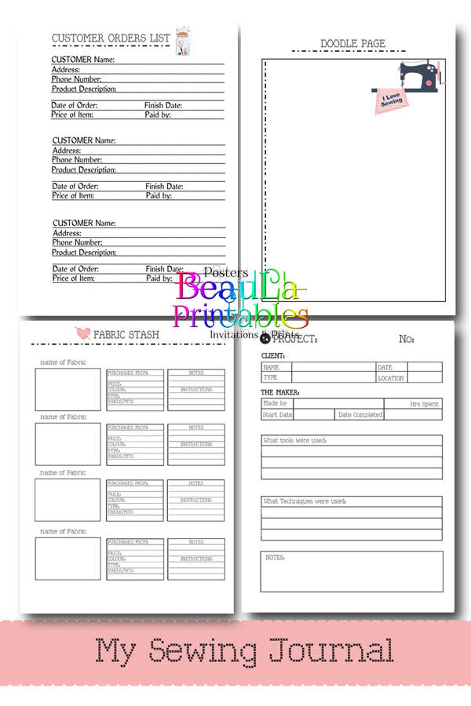 Sewing Journal Planner Printable Sewing Journal Sewing Notebook Sewing ...