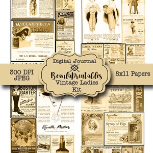Digital Journal Diary Vintage Ladies Kit Printable Kit | Etsy