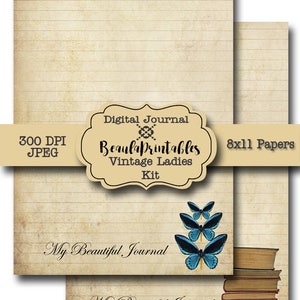 Digital Journal Diary Vintage Ladies Kit Printable Kit | Etsy