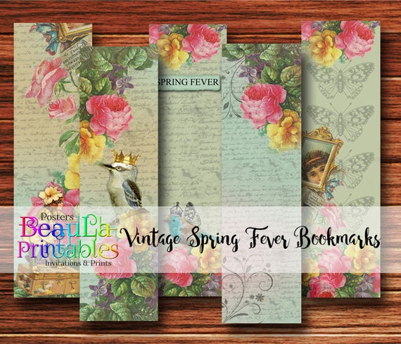 Vintage Book Marks Digital Bookmarks Large Tag Label - Etsy