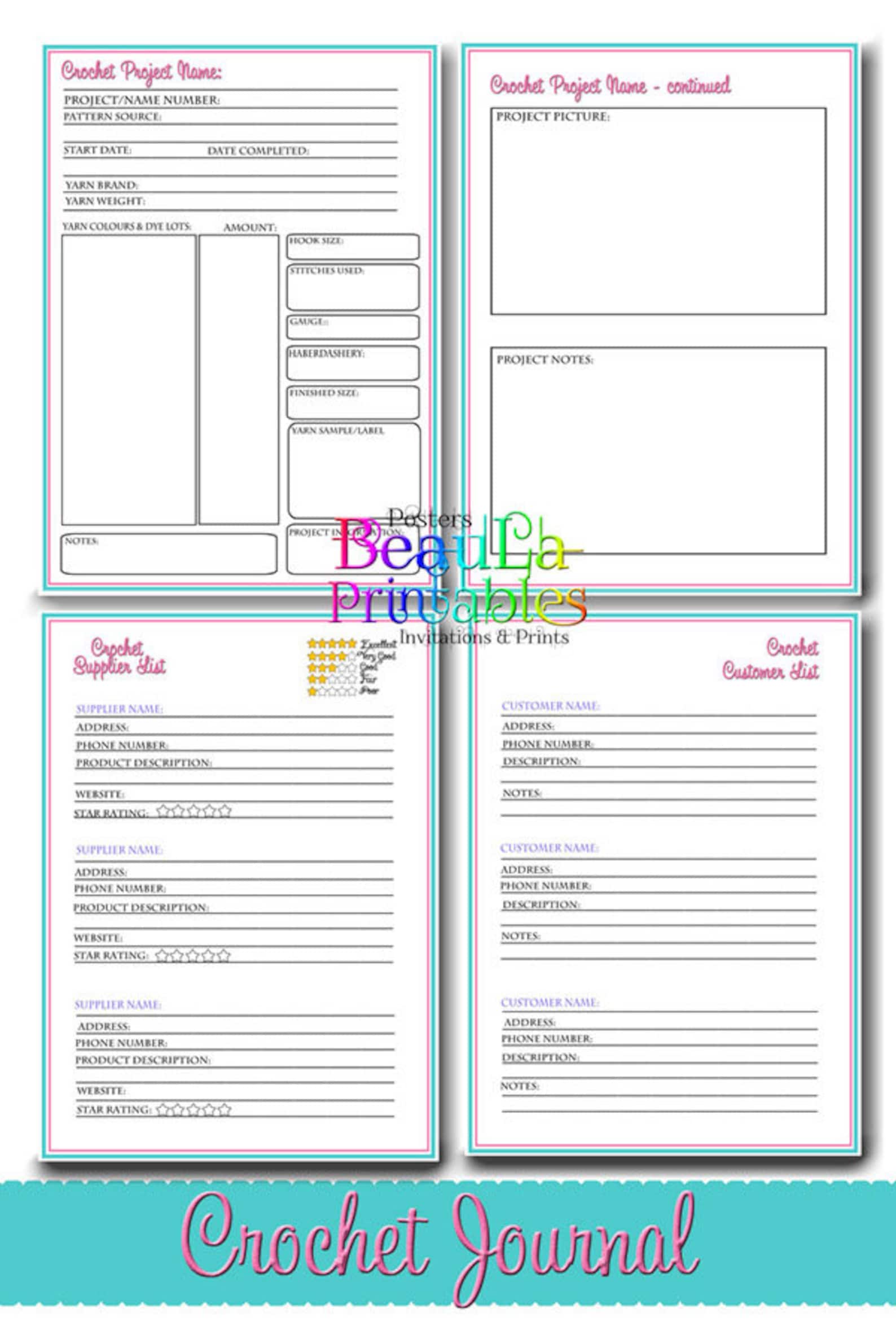 Crochet Journal Planner, Printable Crochet Journal, Crochet Notebook ...