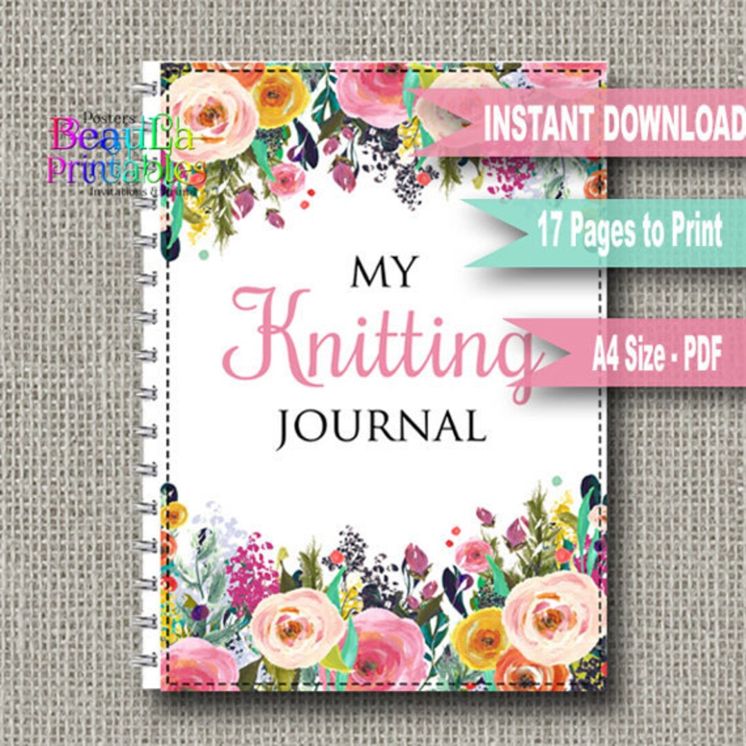 Knitting Journal Planner, Printable Knitting Journal, Knitting Notebook ...