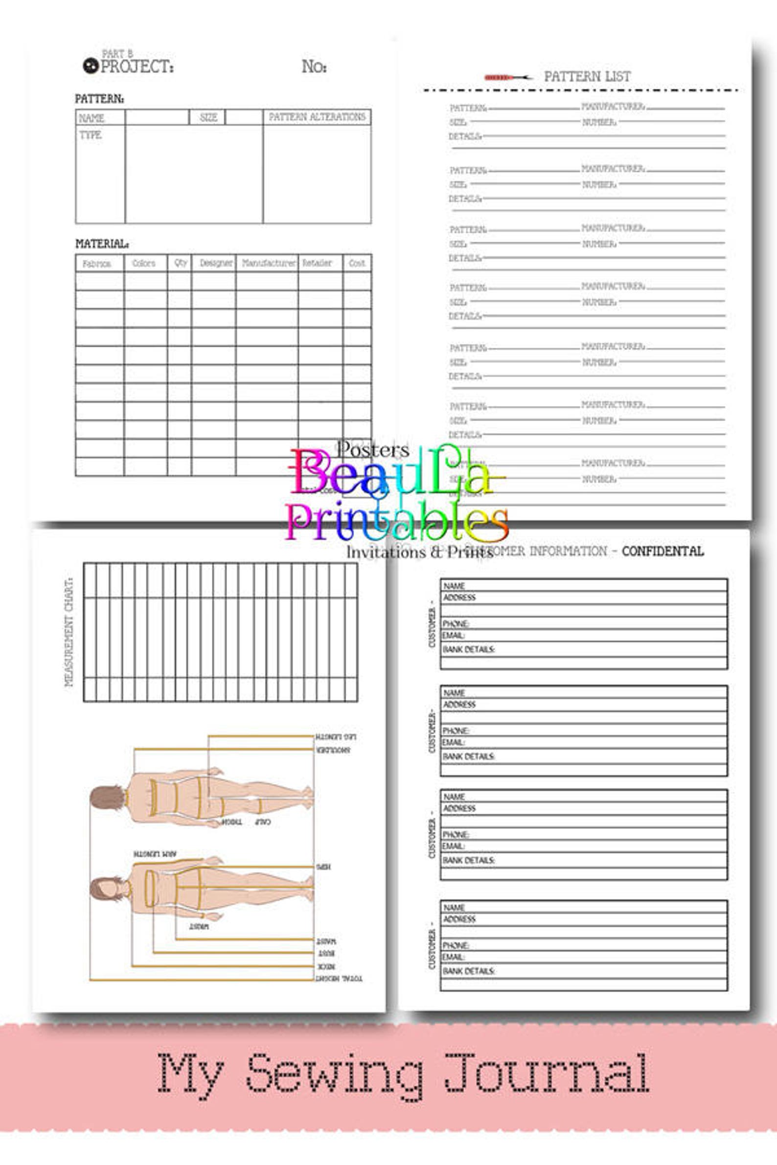 Sewing Journal Planner Printable Sewing Journal Sewing Notebook Sewing ...