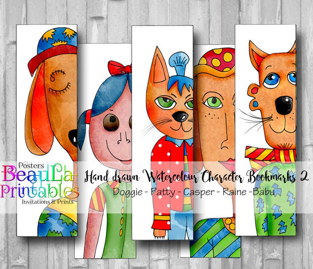 Pet Bookmarks Printable Pet Bookmarks Hand Drawn Pet and - Etsy