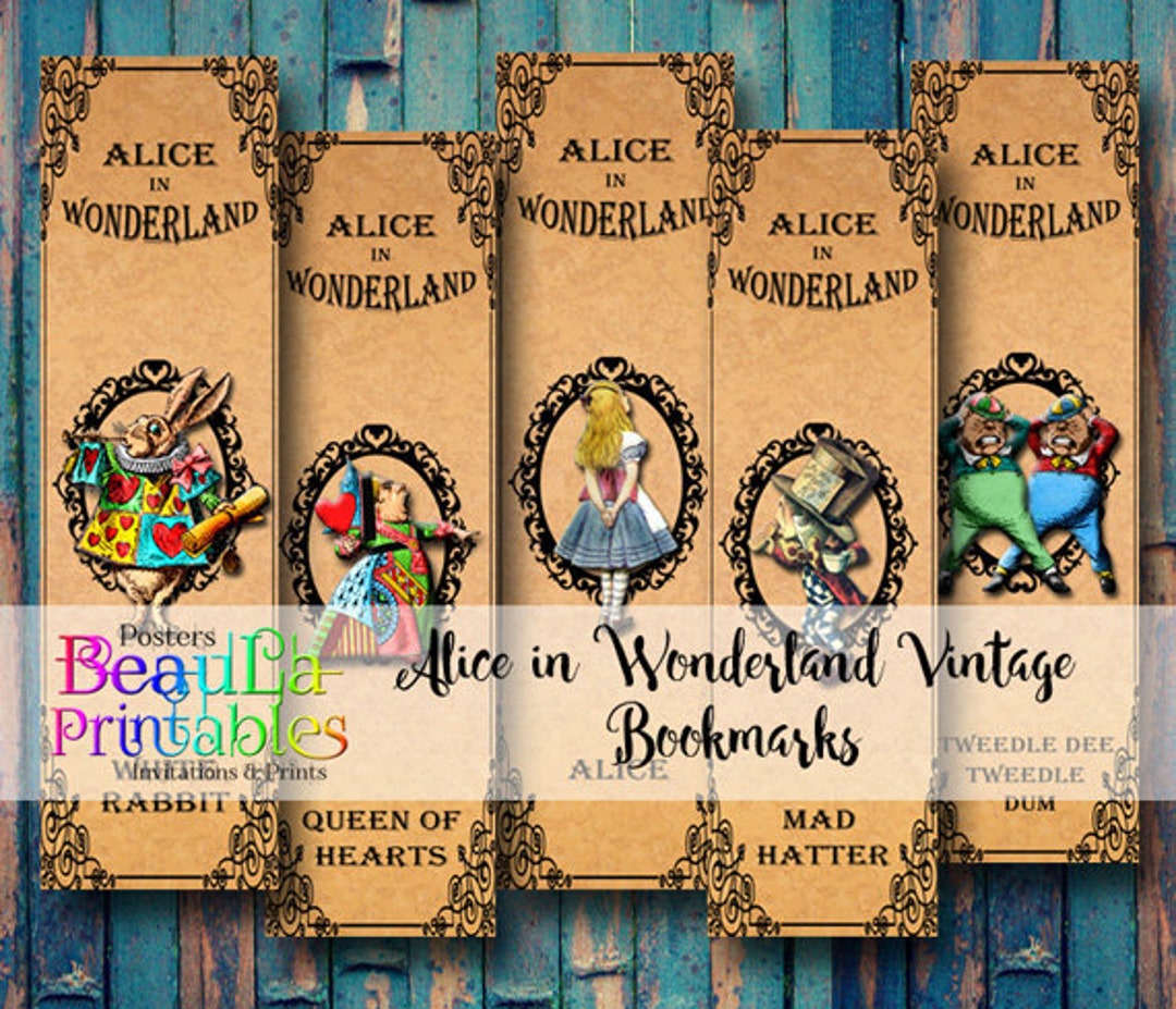 Alice in Wonderland Bookmarks Printable Alice in Wonderland - Etsy ...