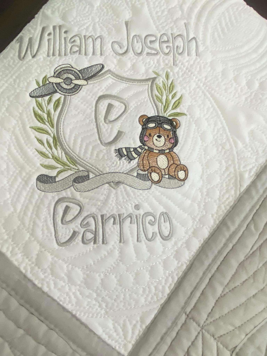 Custom Monogrammed Baby Bear Aviator Quilt Airplane Teddy Bear - Etsy