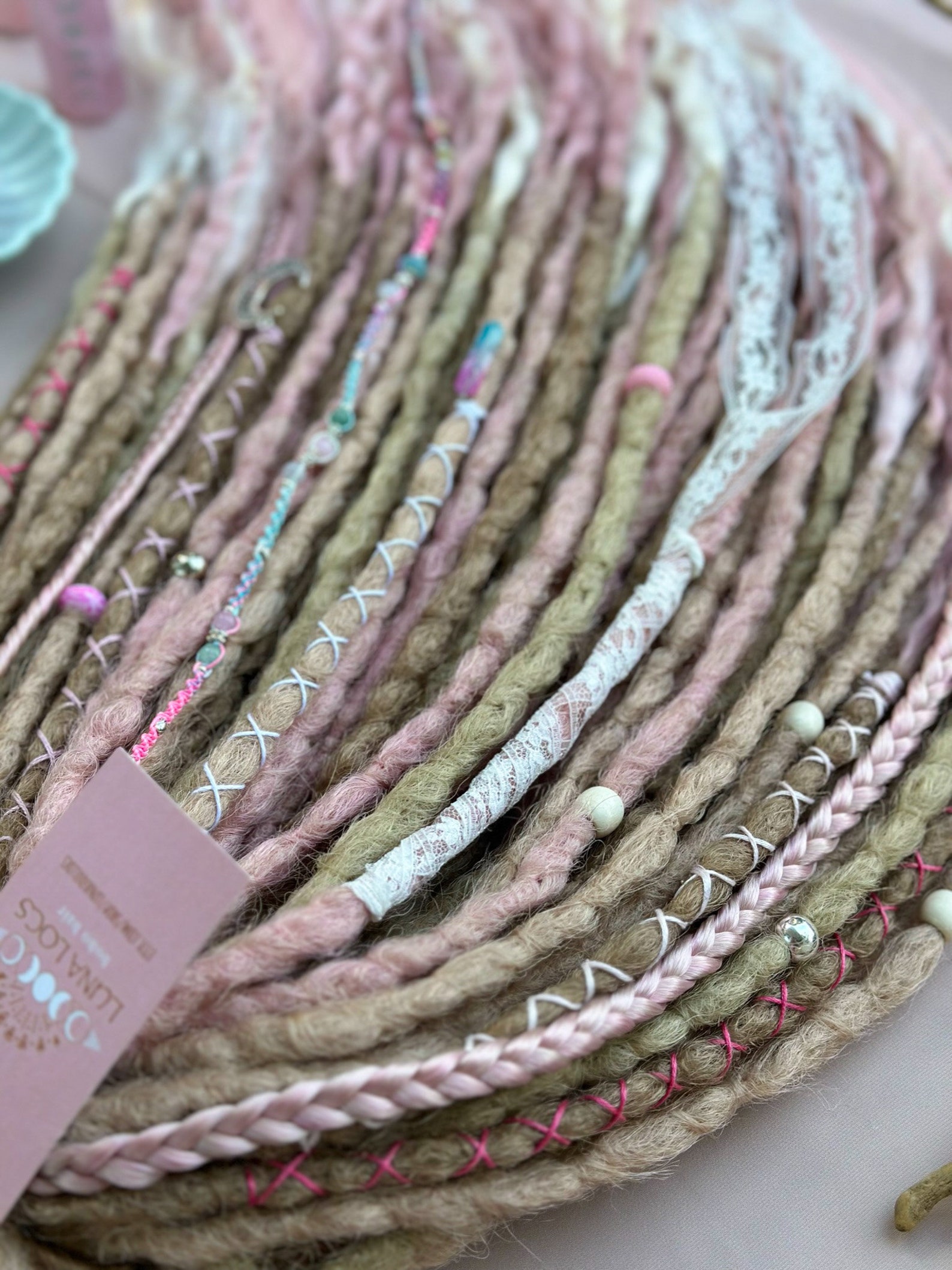 Boho Synthetic Dreadlocks Extensions, Goat Hair Ends, Pink Blonde ...