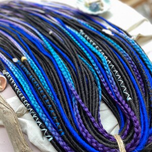 Synthetic Dreadlocks, Moon Ocean Set, Natural Black Shade With Blue and ...