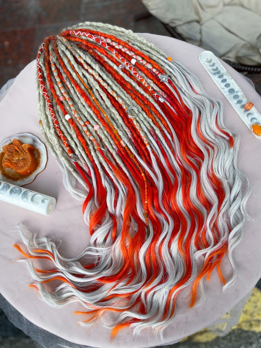 Synthetic Dreadlocks, Amber Moon Set, Light Blonde and Orange Ombre ...