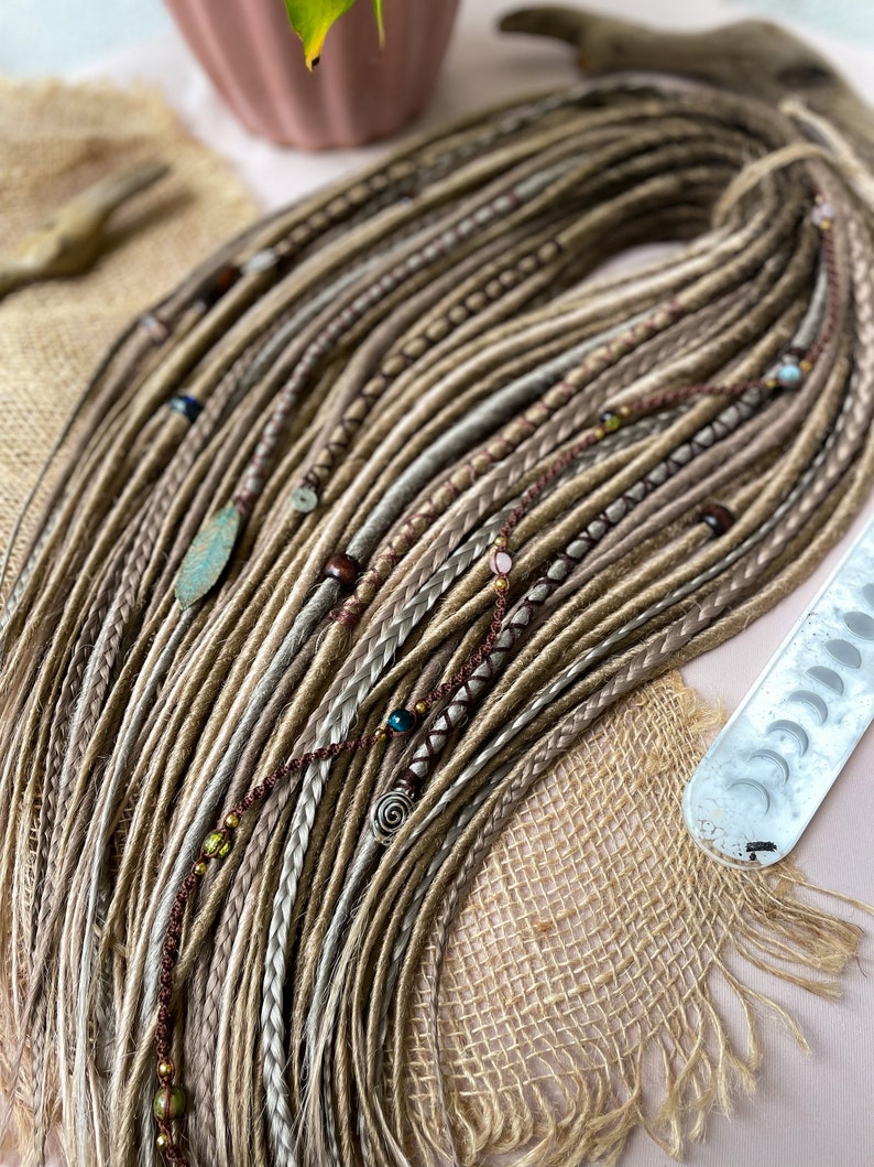 Aura Synthetic Dreadlocks Extensions Set, Dirty Blond and Ash Gray ...