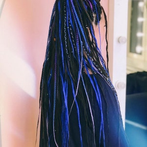 Synthetic Dreadlocks, Moon Ocean Set, Natural Black Shade With Blue and ...