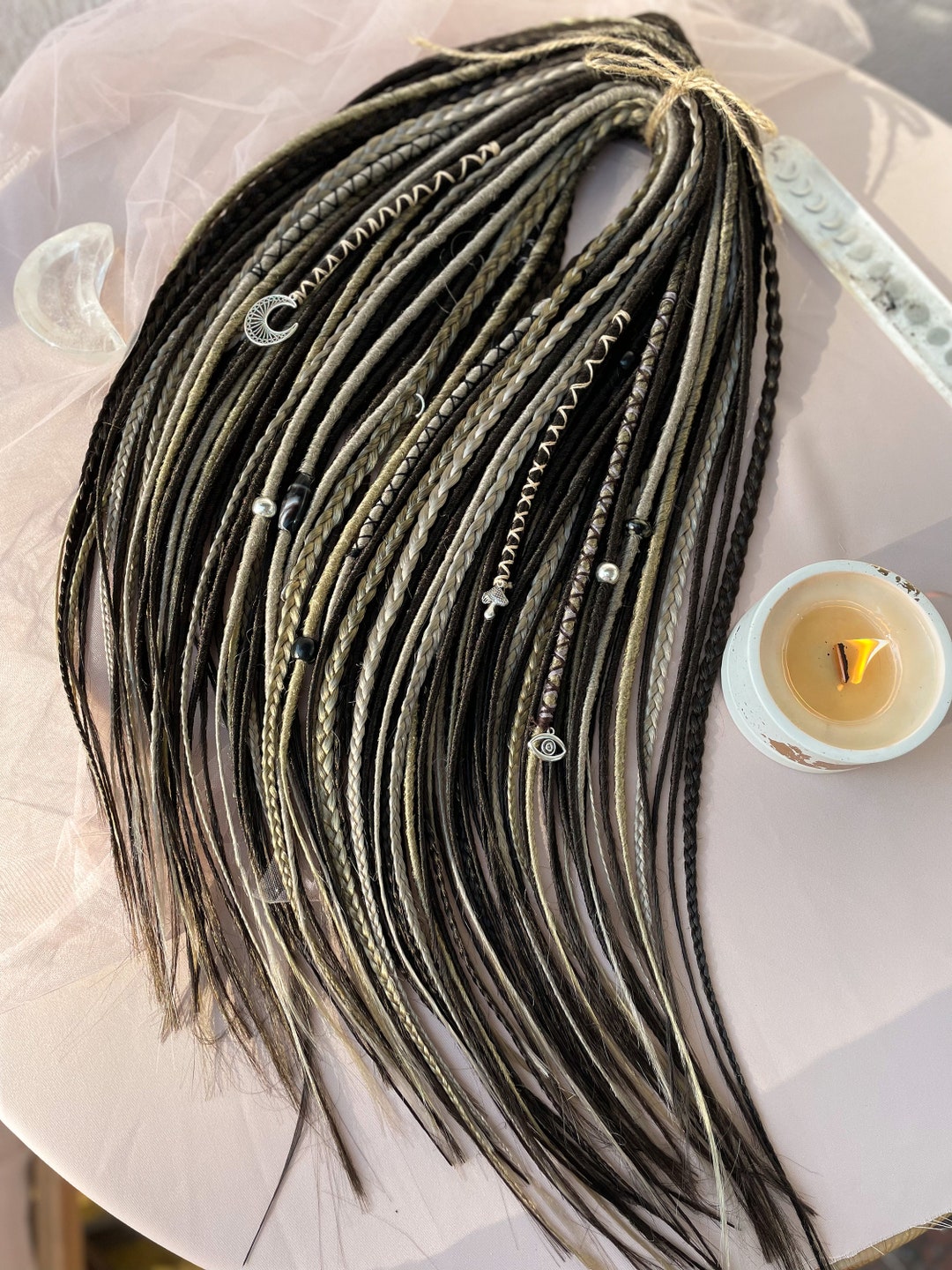 Synthetic Dreadlocks, Ancient Soul Set, Natural Black and Ash Blonde ...