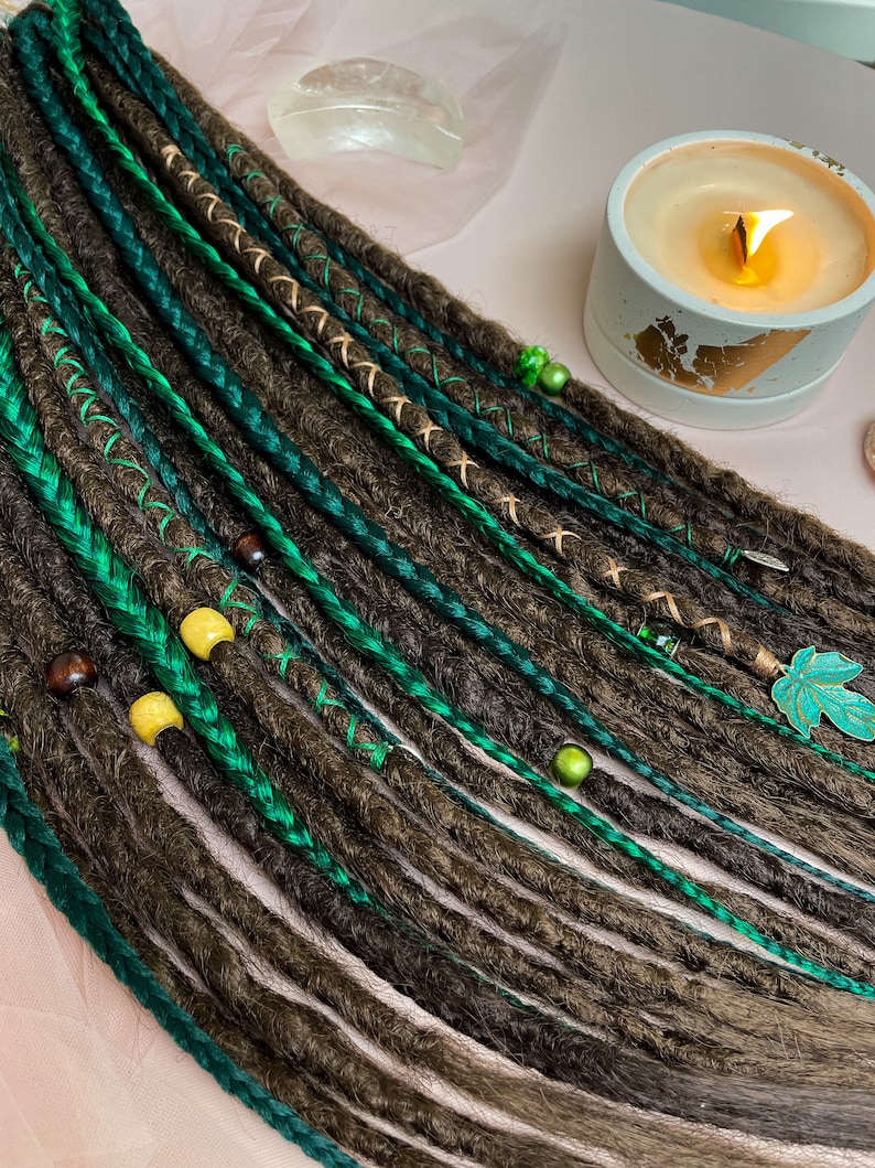 Brown, Green, Emerald Crochet Synthetic Dreadlocks Extensions ...