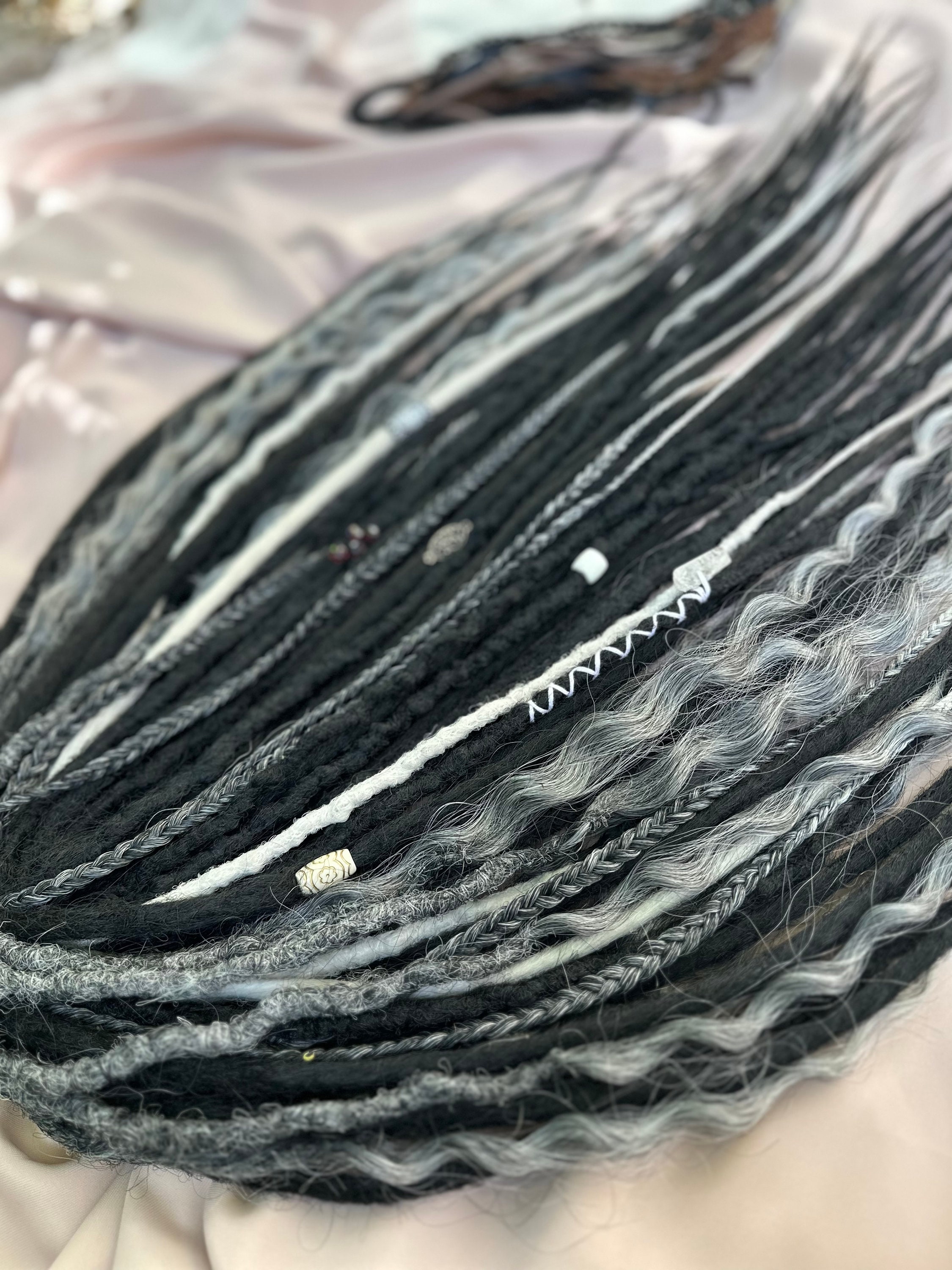 Synthetic Dreadlocks Dark Side of the Moon Set White Grey - Etsy