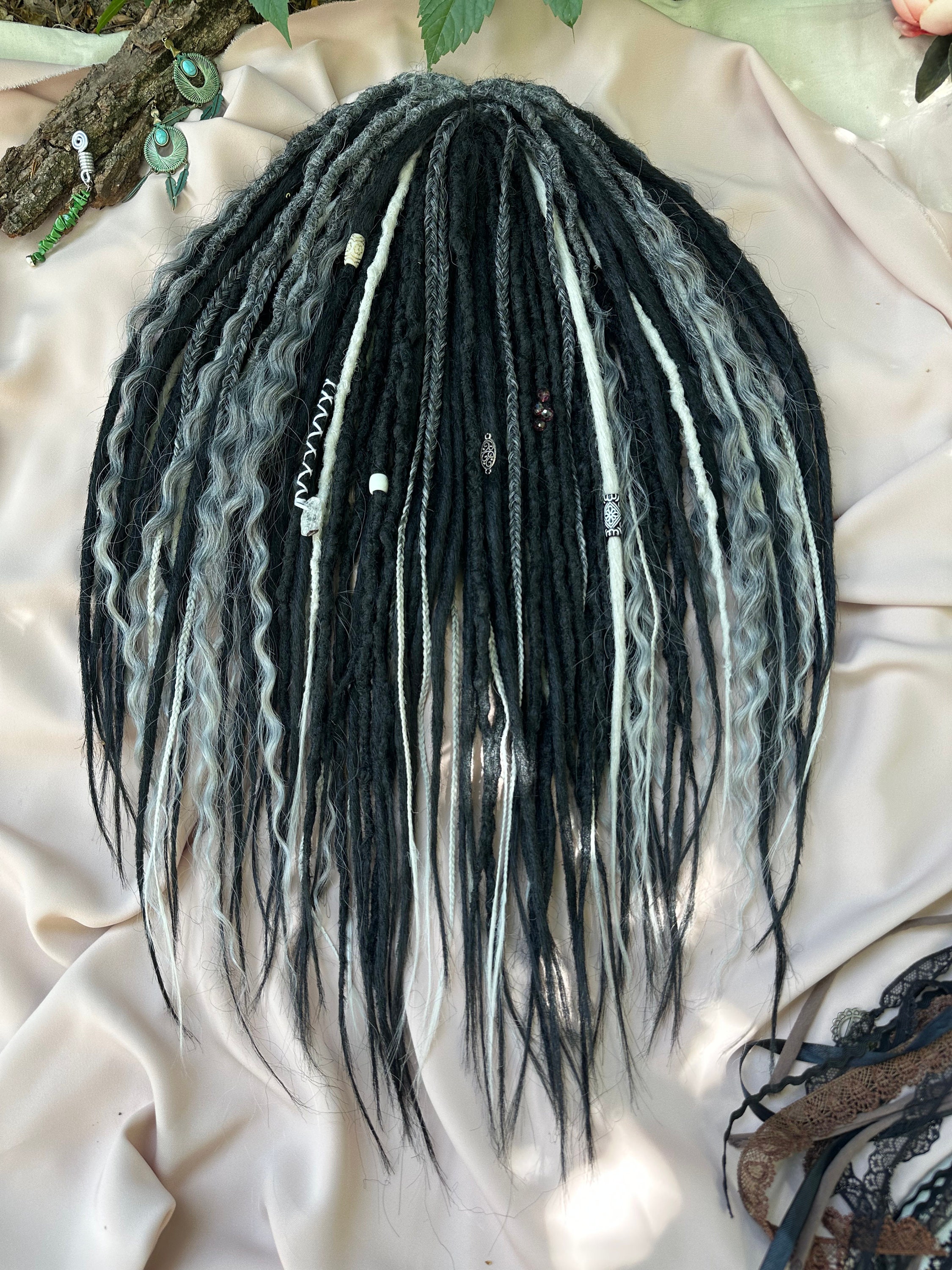 Synthetic Dreadlocks Dark Side of the Moon Set White Grey - Etsy