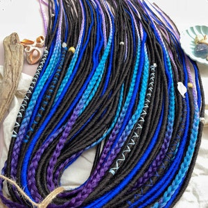Synthetic Dreadlocks, Moon Ocean Set, Natural Black Shade With Blue and ...