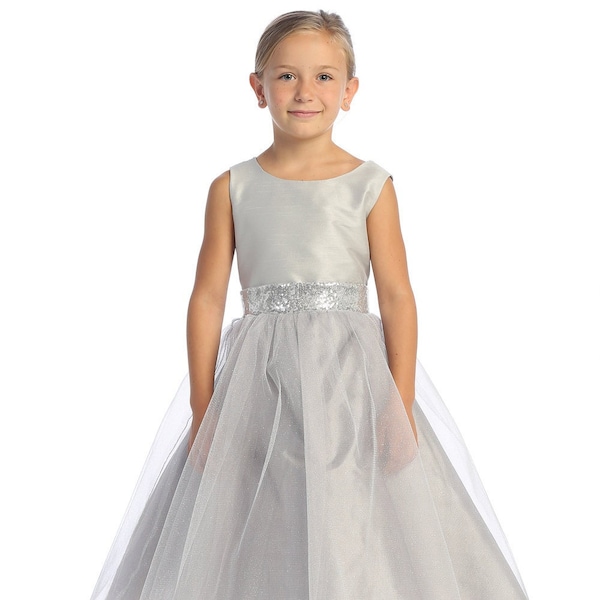 Silver Flower Girl Dress - Etsy