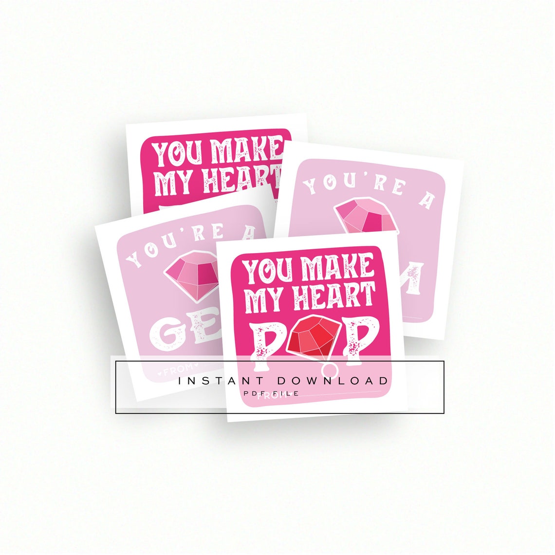 Ring Pop You're a Gem Girls Valentine's Day Classroom - Etsy