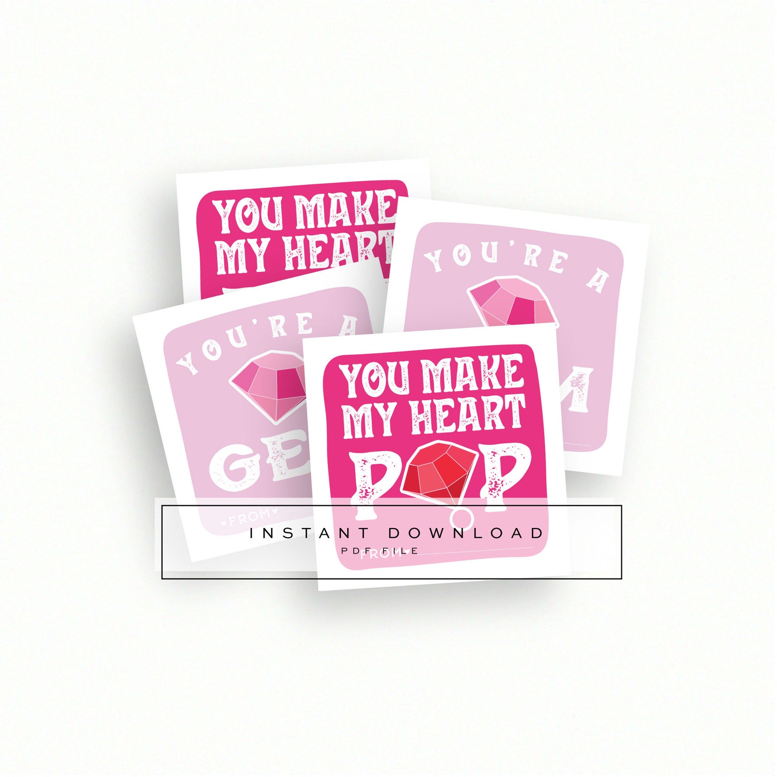 Ring Pop You're a Gem Girls Valentine's Day Classroom | Etsy