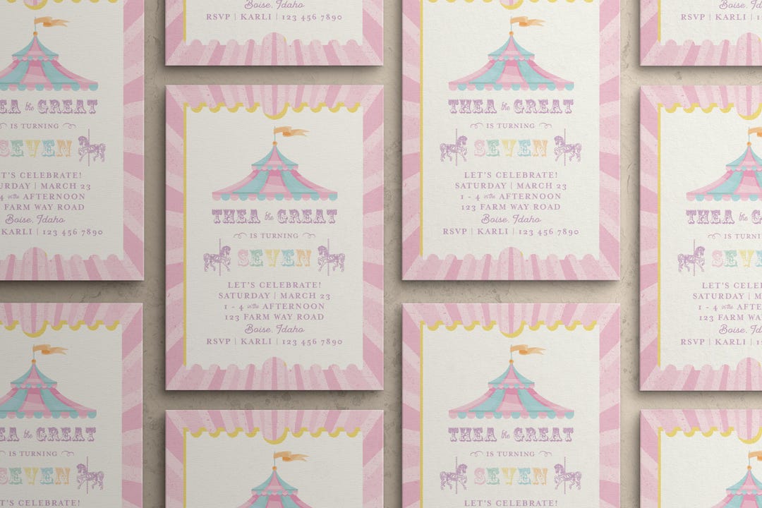 Circus Birthday Invitation Party Invite Greatest Showman Under the Big ...