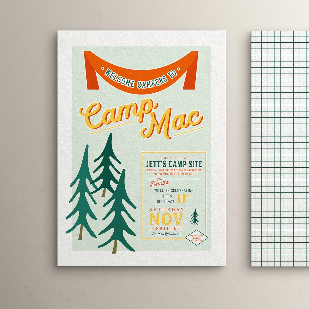 Calling All Campers Camp Invitation Birthday Adventure Invite Party ...